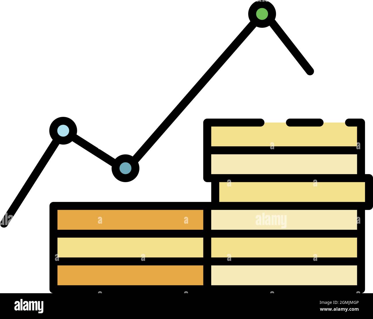 Money diagram icon. Outline money diagram vector icon color flat ...