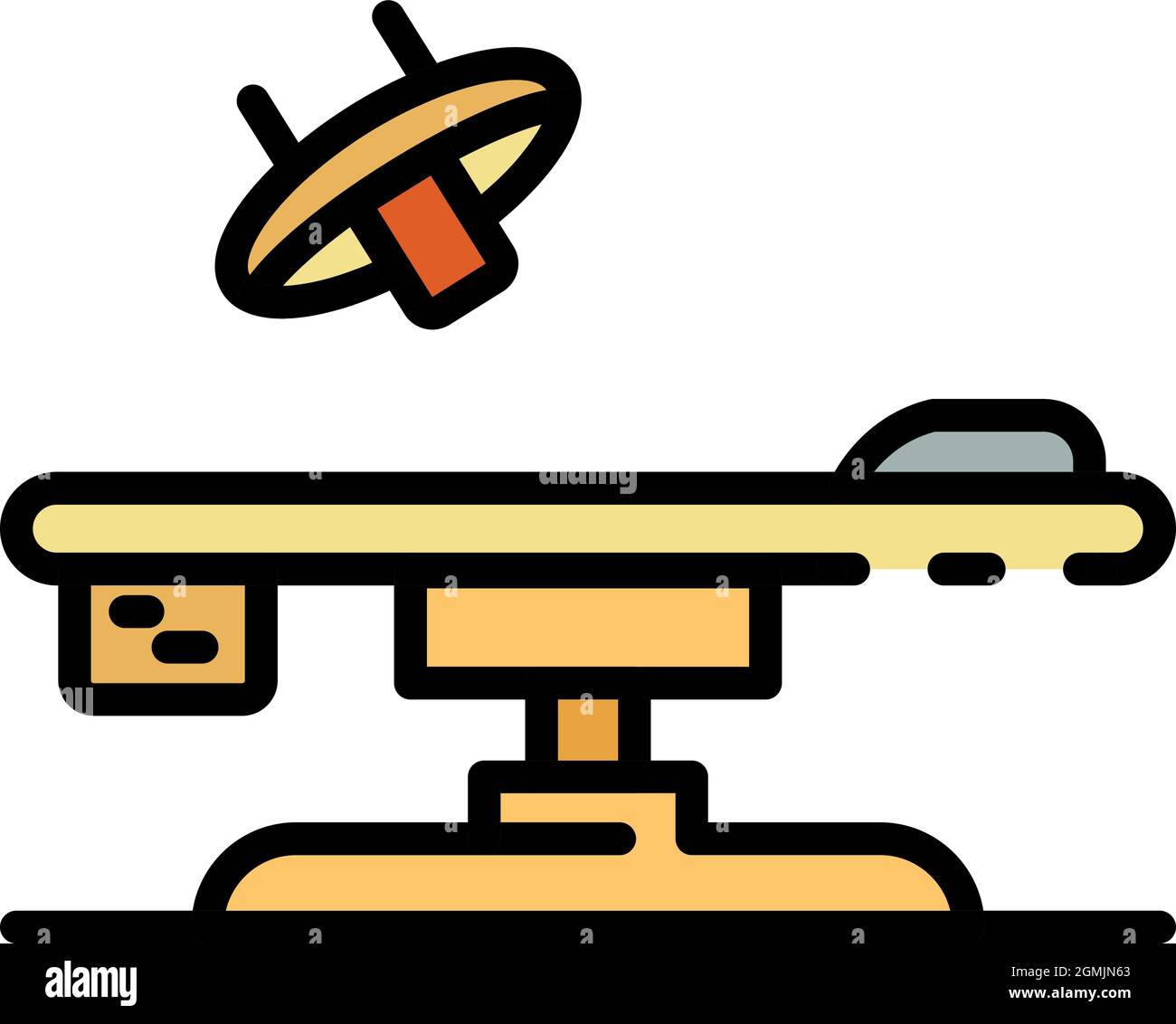 Operating table icon. Outline operating table vector icon color flat ...