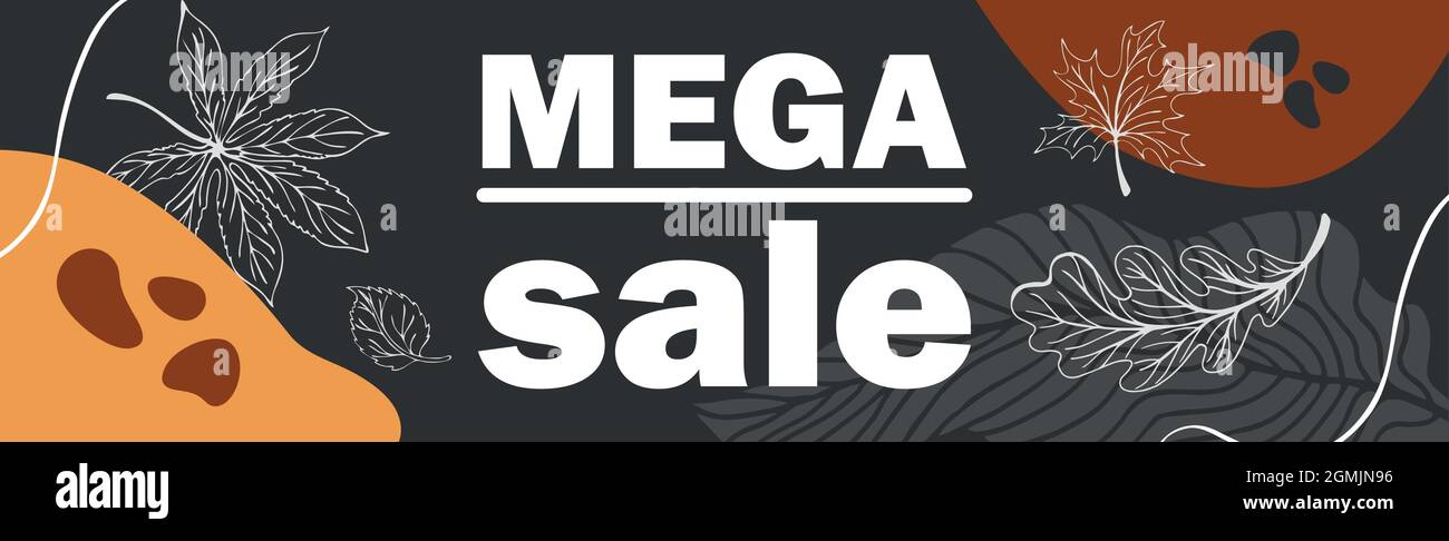 Mega sale big autumn discounts, web ad banner - Vector illustration ...
