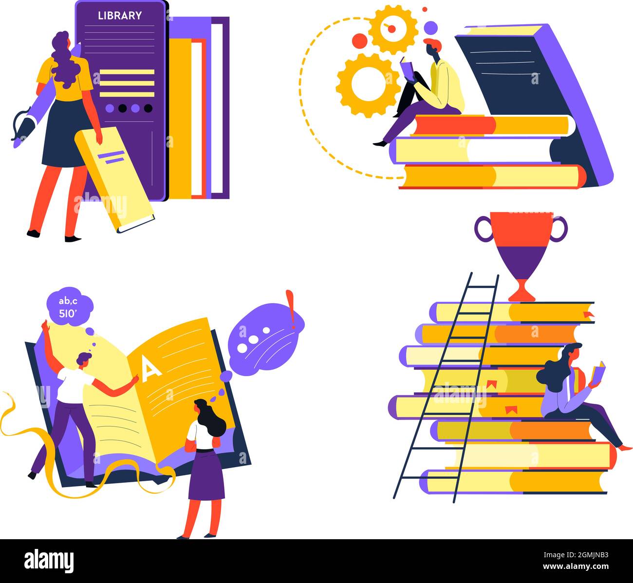 Education and improvement of skills reading books Stock Vector Image ...