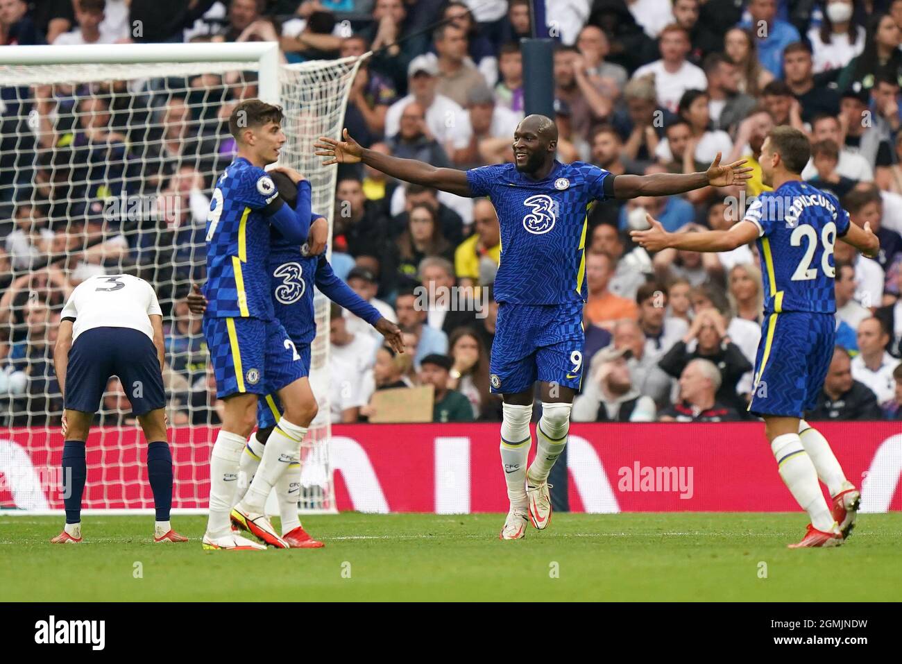 Chelsea's N'Golo Kante (third left) celebrates scoring their side's ...