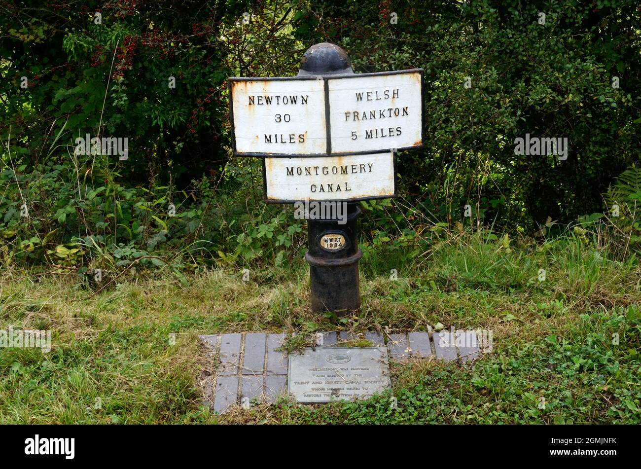 Old milepost on the towpath at Frankton Locks on the Montgomery and ...