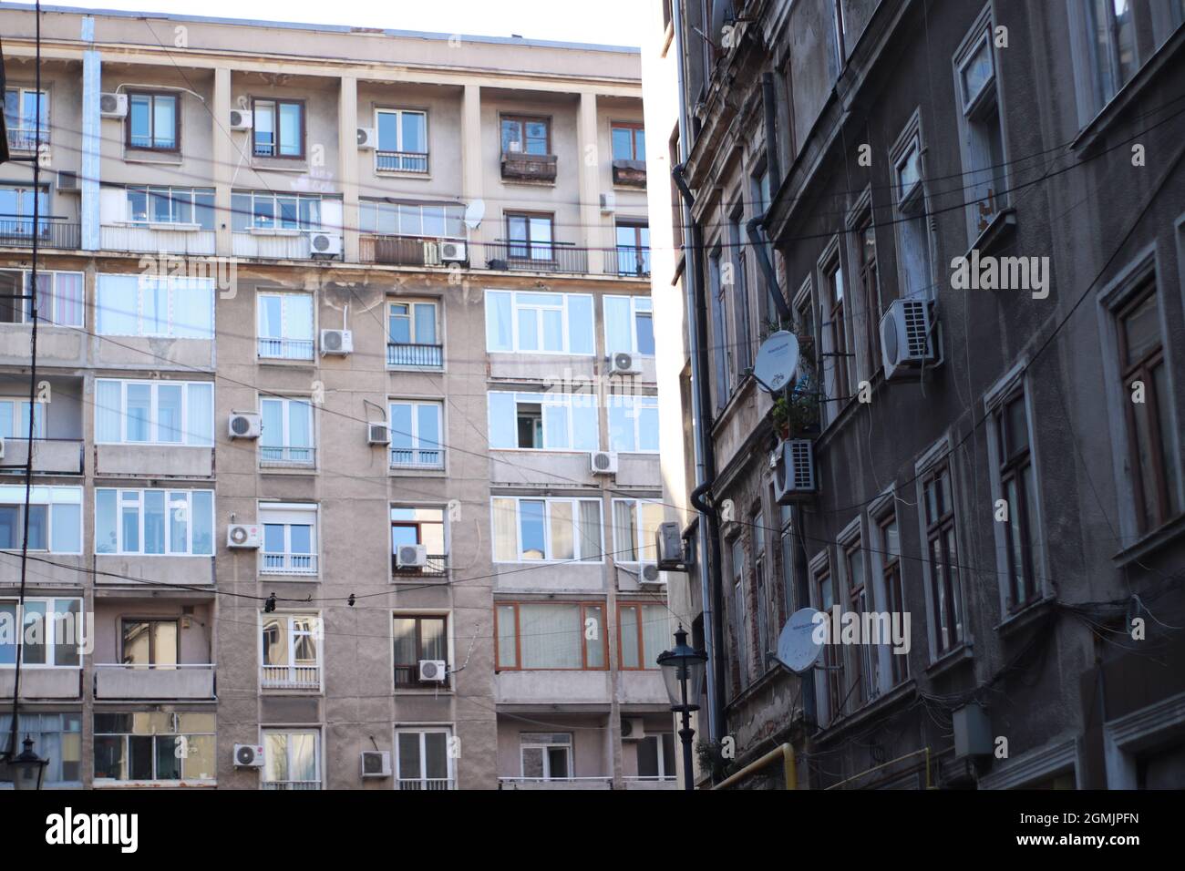 Building for living, sky reflection, neighborhood, Bucharest, human ...