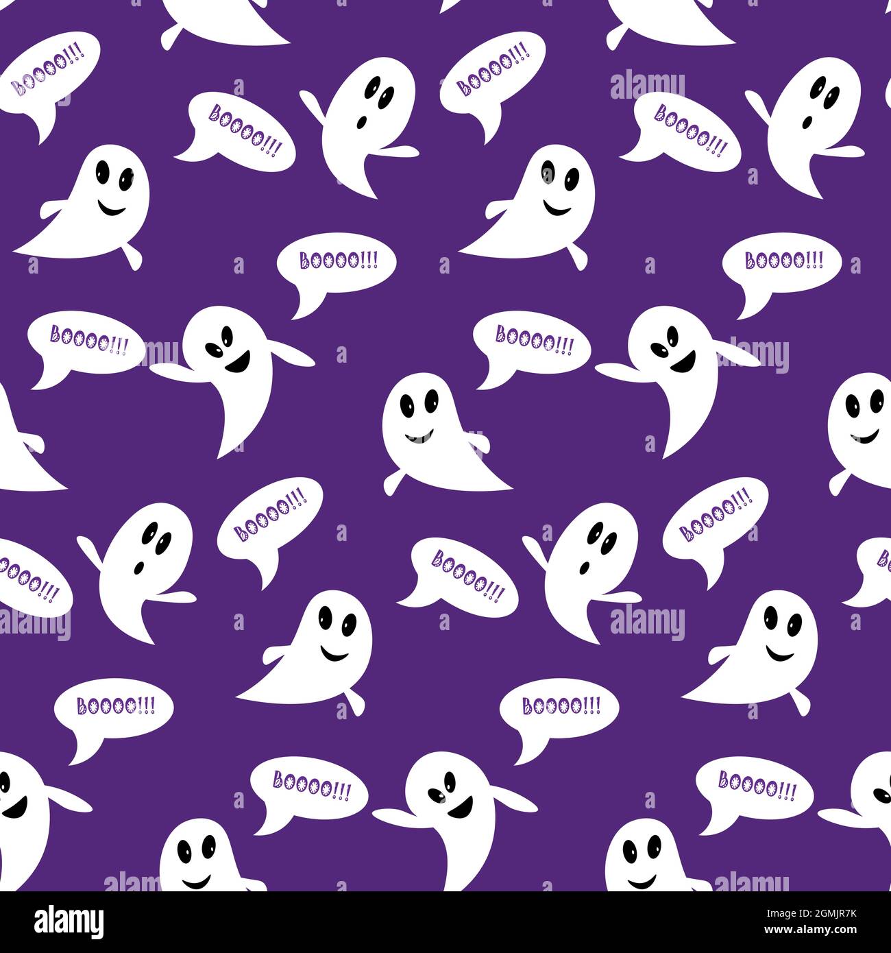 Pattern with ghosts on a purple background with text. Vector ...