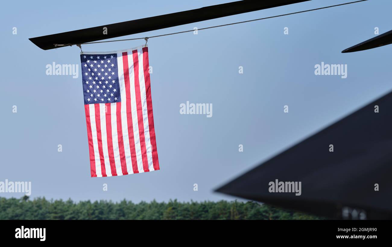 American flag hung on a military helicopter Stock Photo - Alamy
