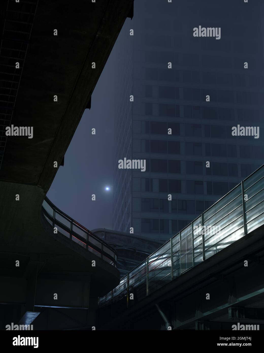 Thick fog surrounded Helsinki in fall 2021. Fog created almost a sci-fi ...