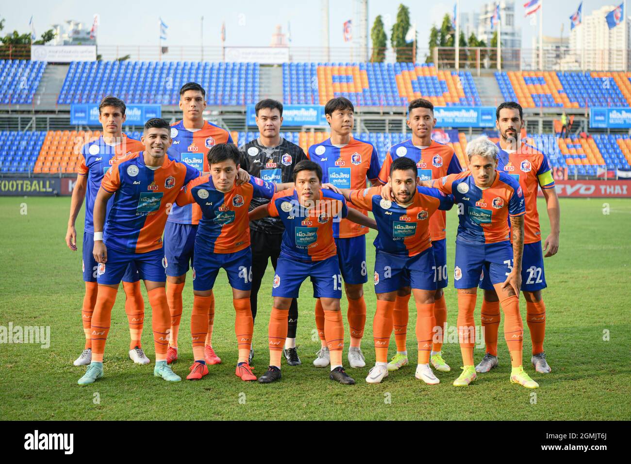 Bangkok, Thailand. 18th Sep, 2021. Port FC players pose for a photo ...