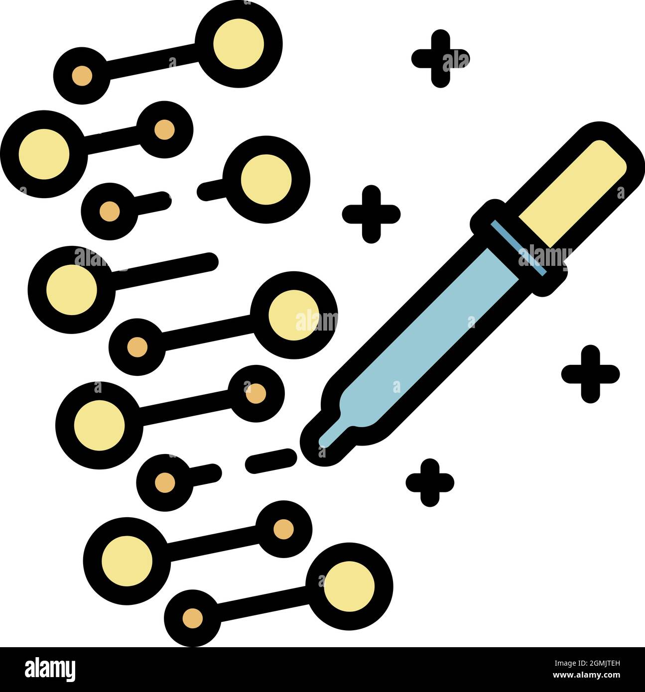DNA molecules and pipette icon. Outline DNA molecules and pipette ...