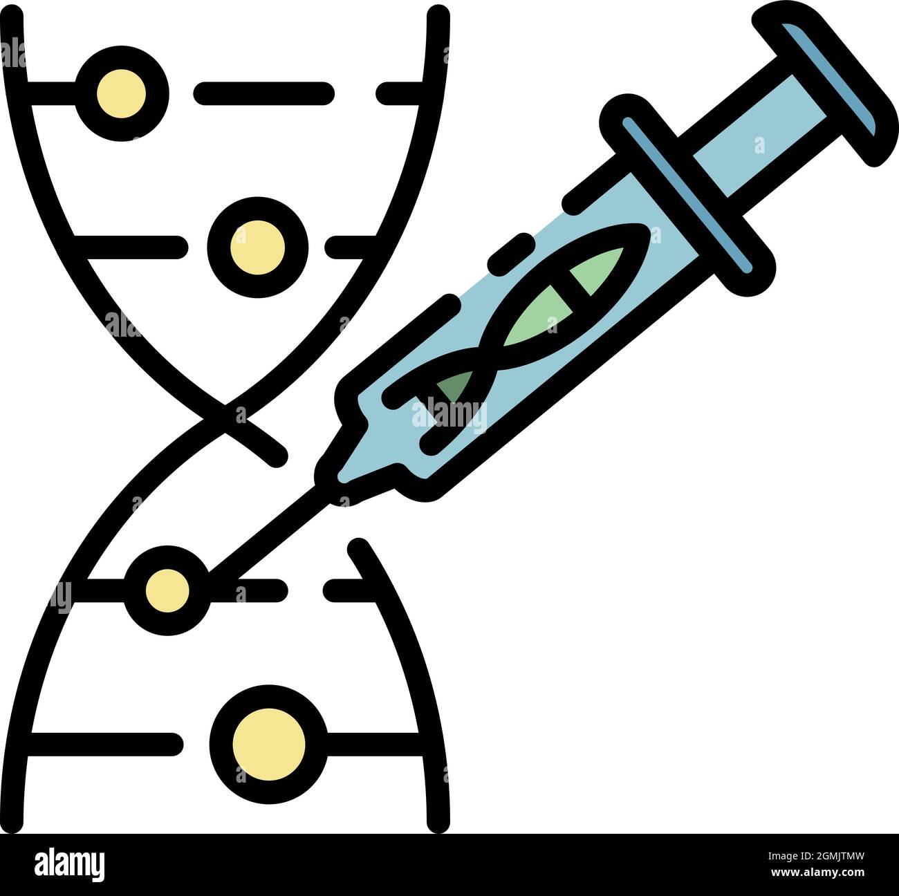 DNA chromosome injection icon. Outline DNA chromosome injection vector ...