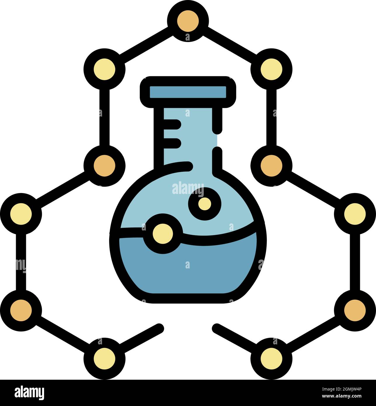 Molecules And Flask Icon Outline Molecules And Flask Vector Icon Color Flat Isolated Stock