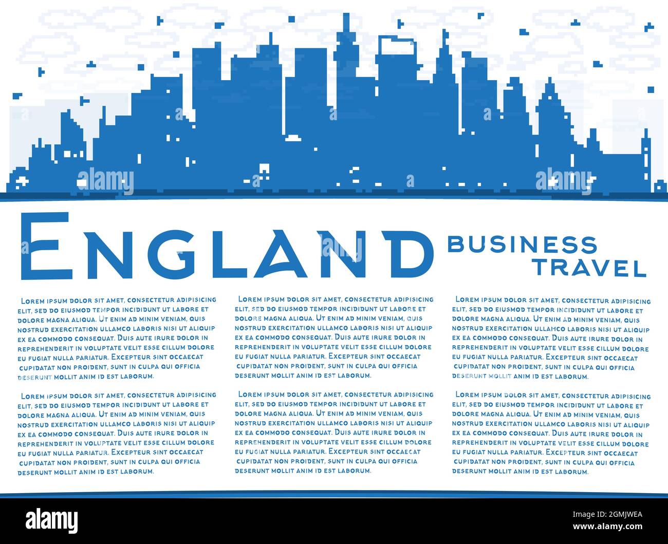 Outline England City Skyline with Blue Buildings and Copy Space. Vector ...
