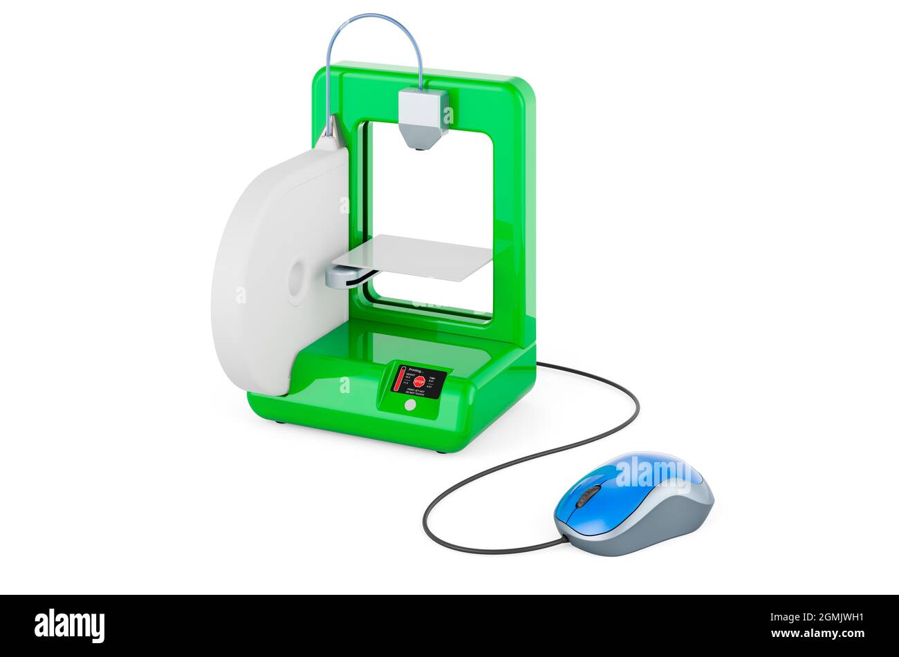 3D printer with computer mouse. 3D rendering isolated on white ...