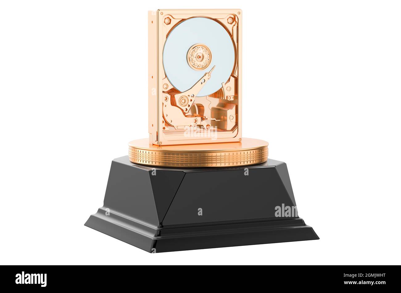 Hard Disk Drive HDD golden award concept. 3D rendering isolated on ...