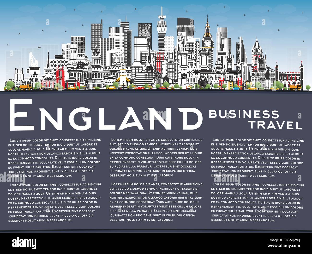 England City Skyline with Gray Buildings, Blue Sky and Copy Space ...