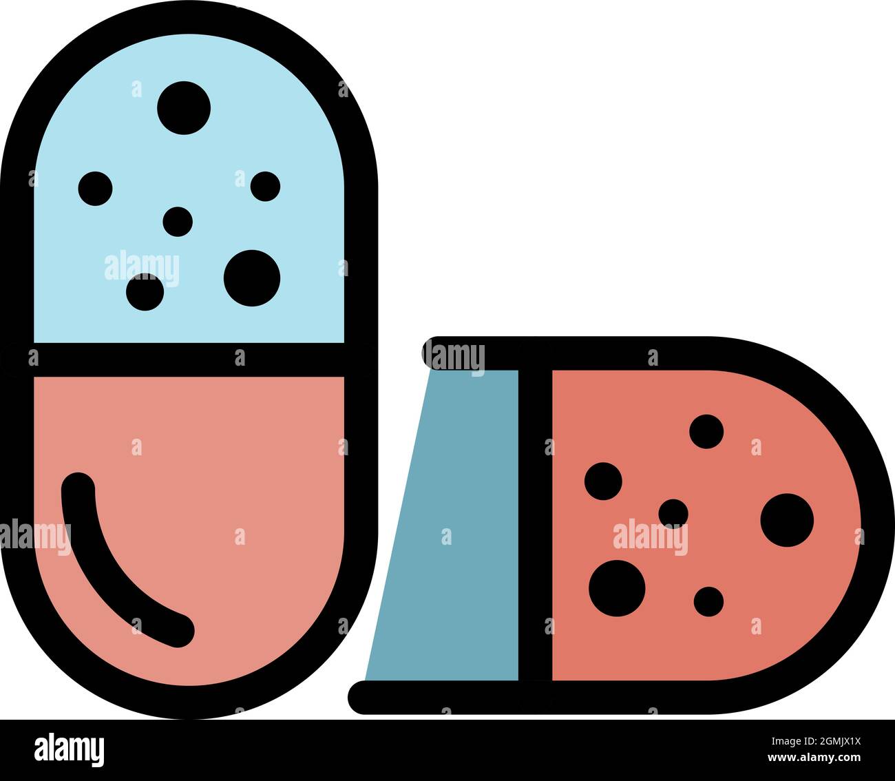 Two capsules icon. Outline two capsules vector icon color flat isolated ...
