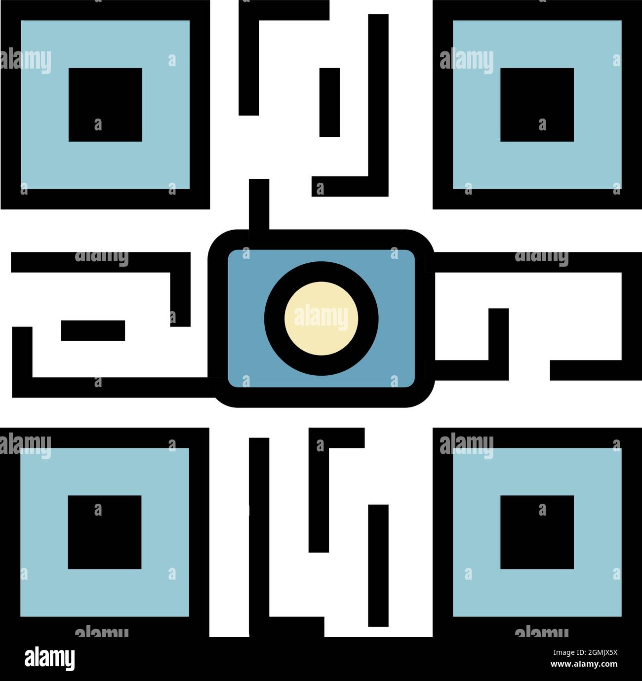 QR code icon. Outline QR code vector icon color flat isolated Stock ...
