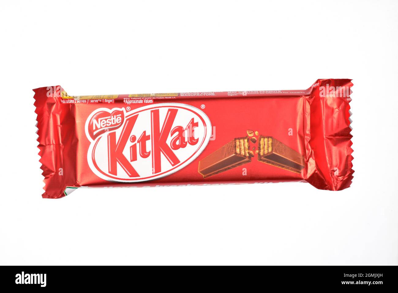 New Delhi, India, 22 Jan 2020:- mini kitkat chocolate isolated on white ...