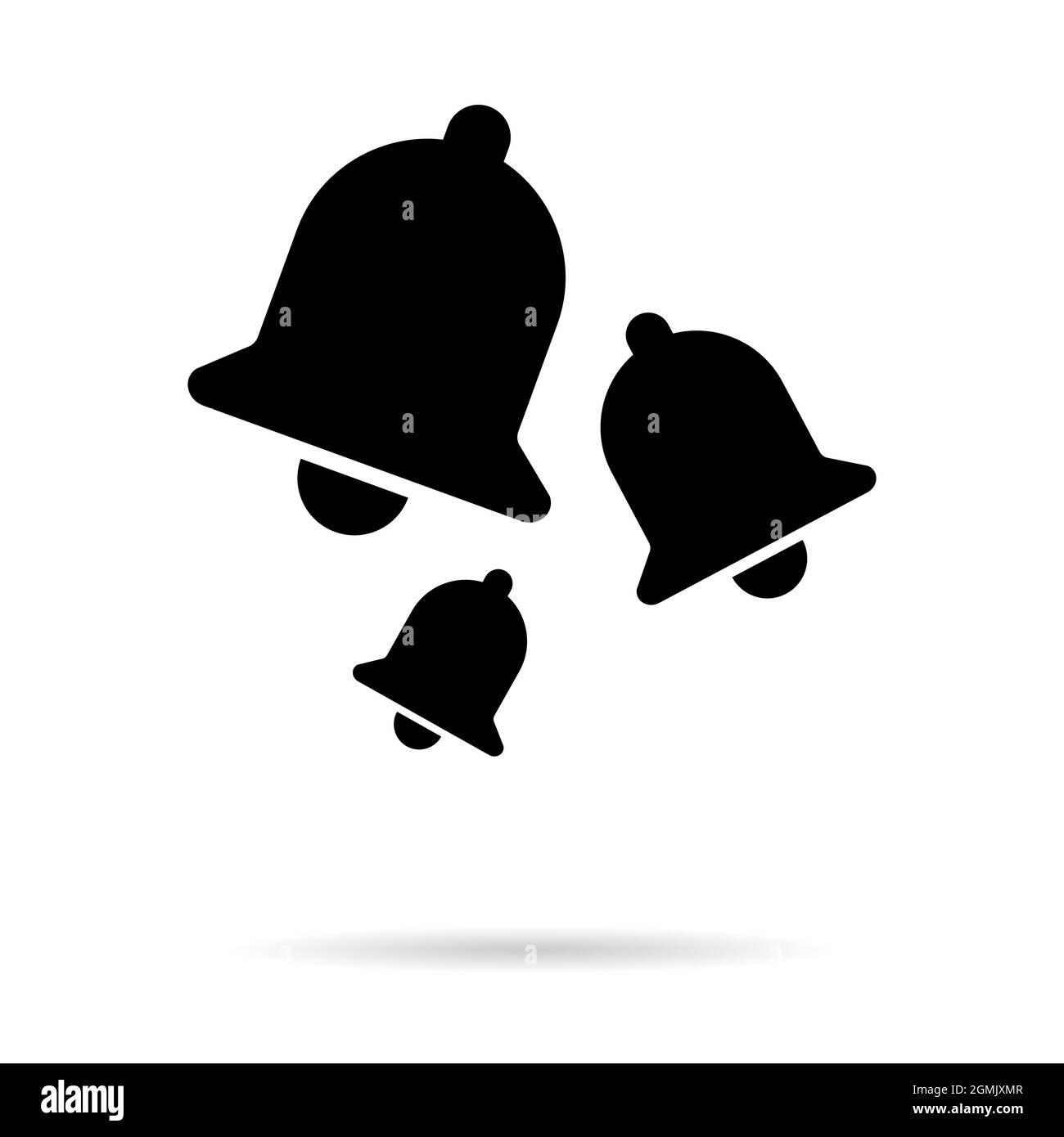 Bell alert icon isolated on white background, black alarm vector ...