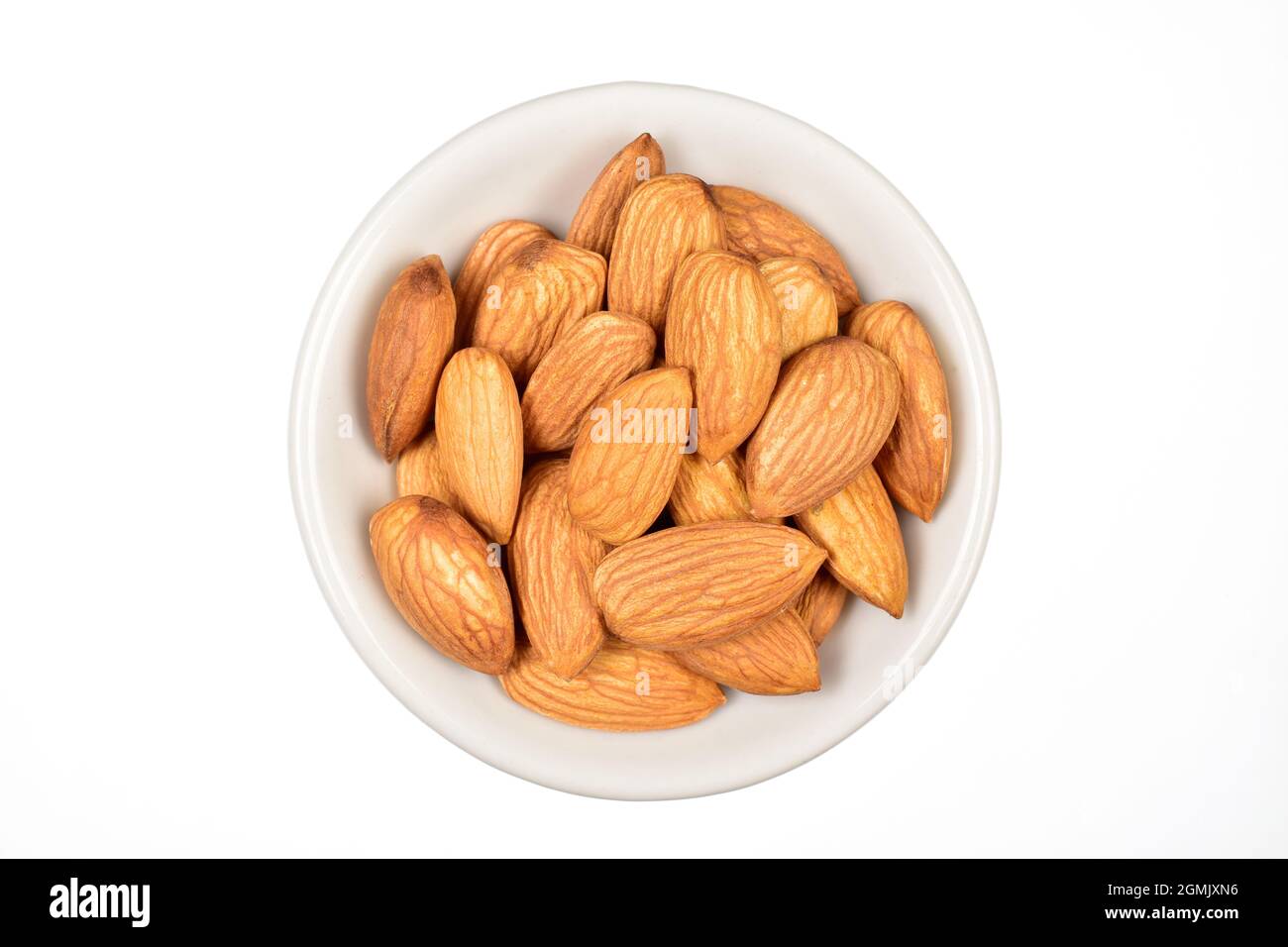 Top View of Almond bowl Isolated on White Background with Clipping Path ...