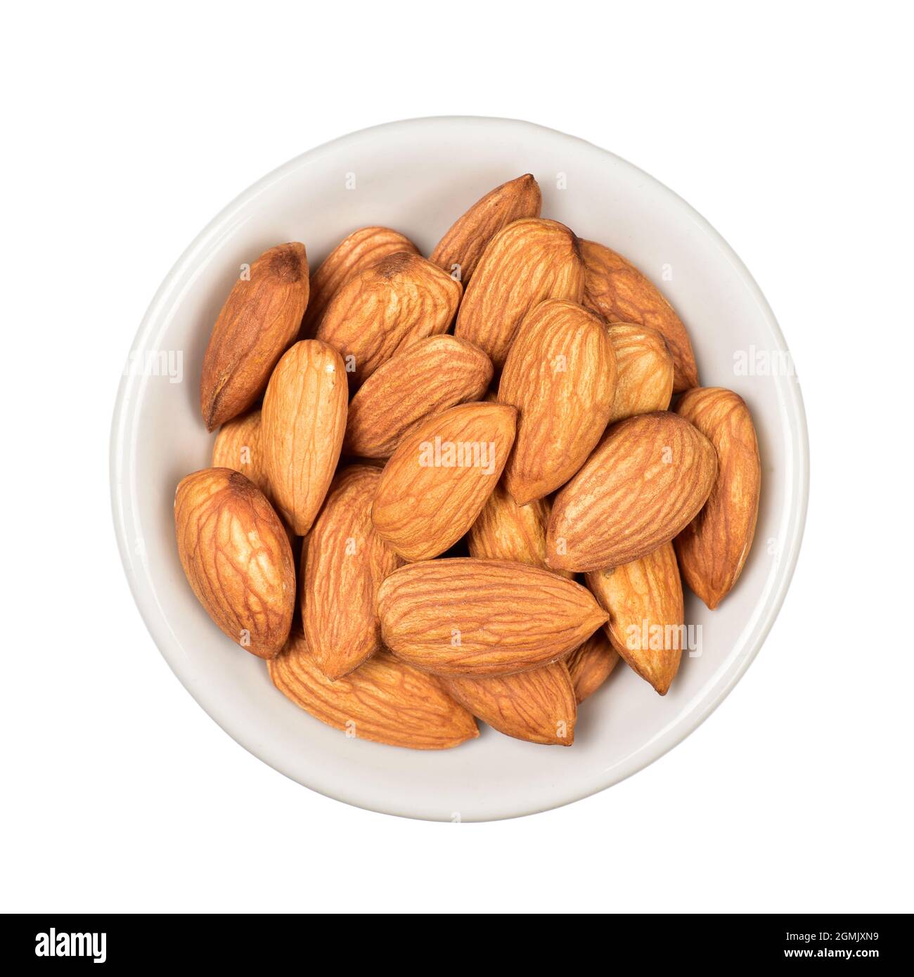 Top View of Almond in Bowl Isolated on White Background with Clipping ...