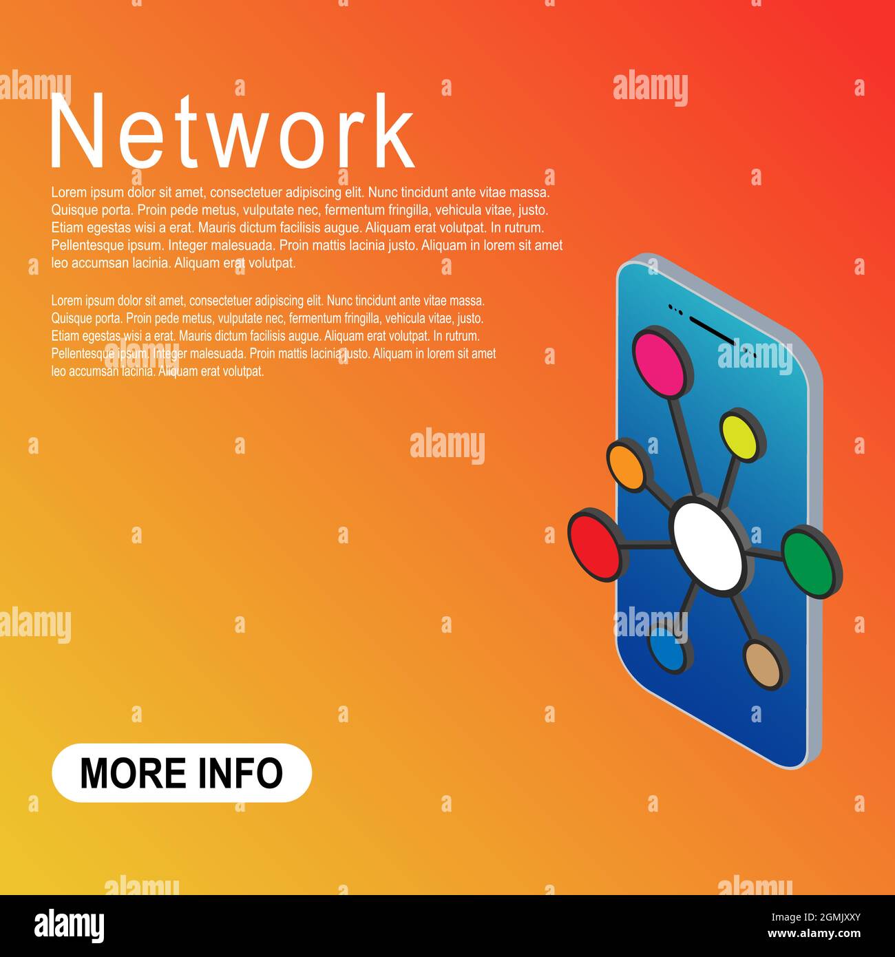 Hub isometric network icon, connect structure vector symbol isolated on color background ...