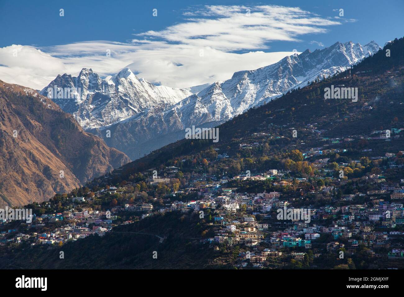 Joshimath town, Uttarakhand, India, Indian Himalayas mountains Stock ...