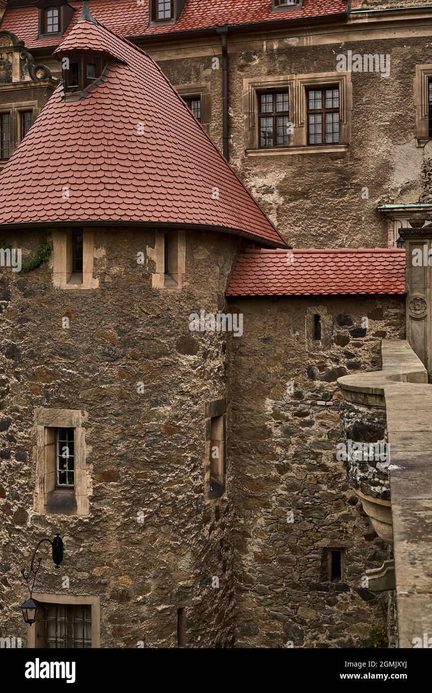 Very old defence tower, Medieval style building Stock Photo - Alamy