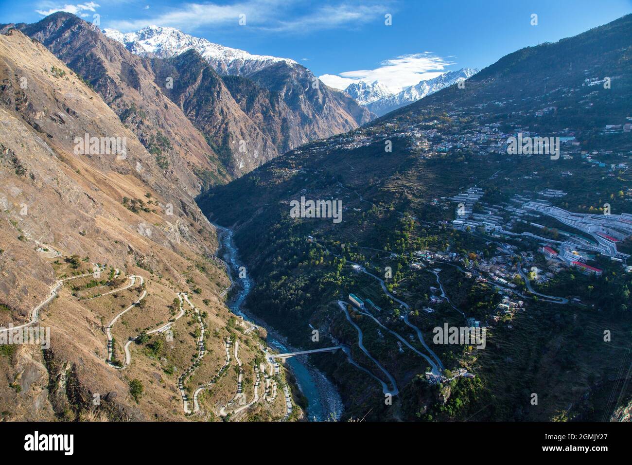 Joshimath town, Uttarakhand, India, Indian Himalayas mountains Stock ...