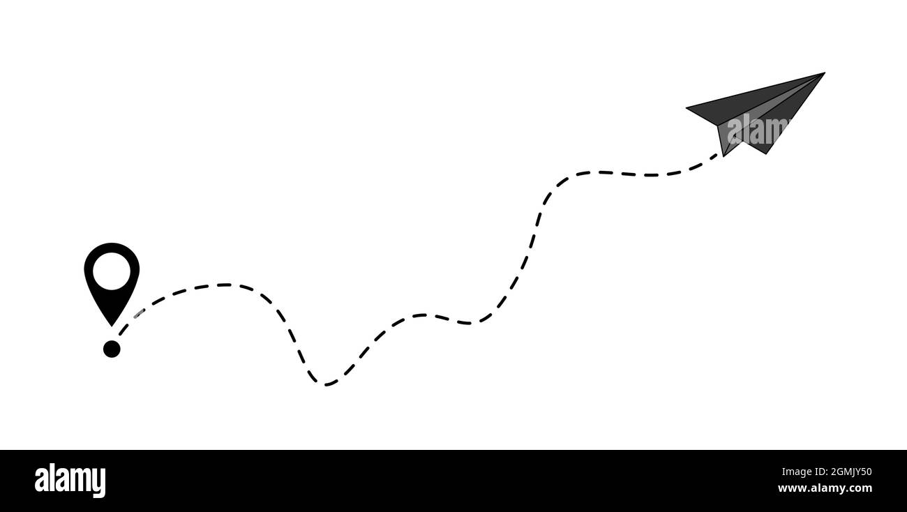 Send line web symbol of air plane flight route with start point and ...