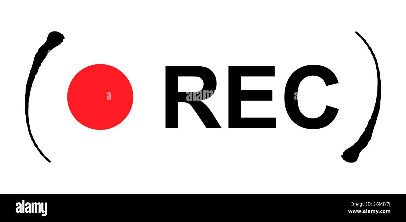 Recording sign button, red app panel, rec, vector symbol isolated on ...