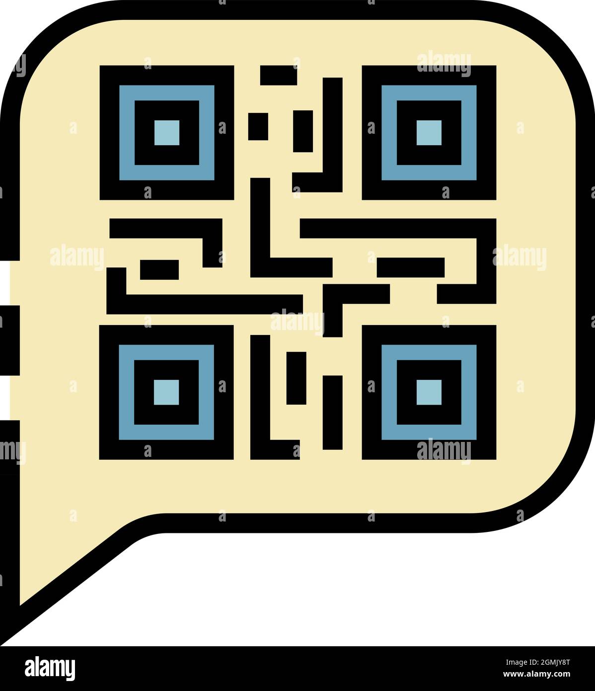 QR code in chat bubble icon. Outline QR code in chat bubble vector icon ...
