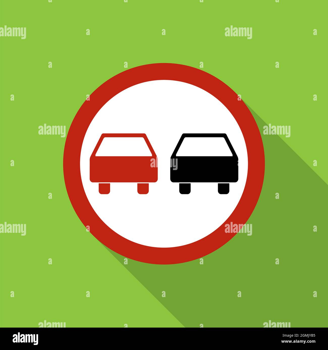 No overtaking warning road, prohibition transportation icon, car ...