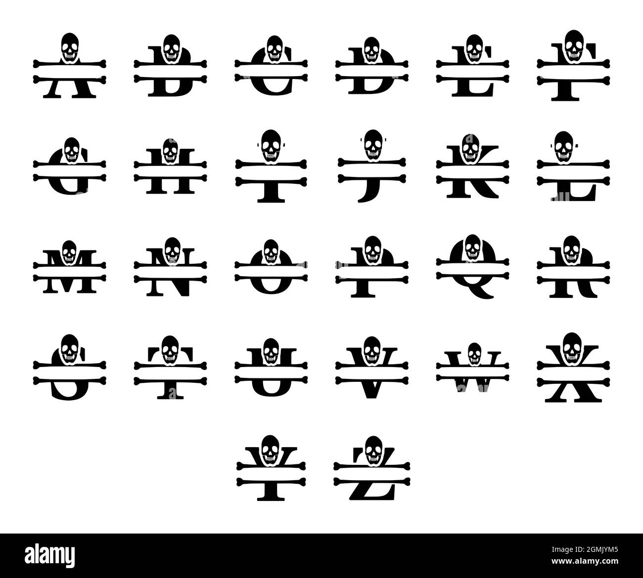 Letters and skull monogram set. Vector typography design Stock Vector ...