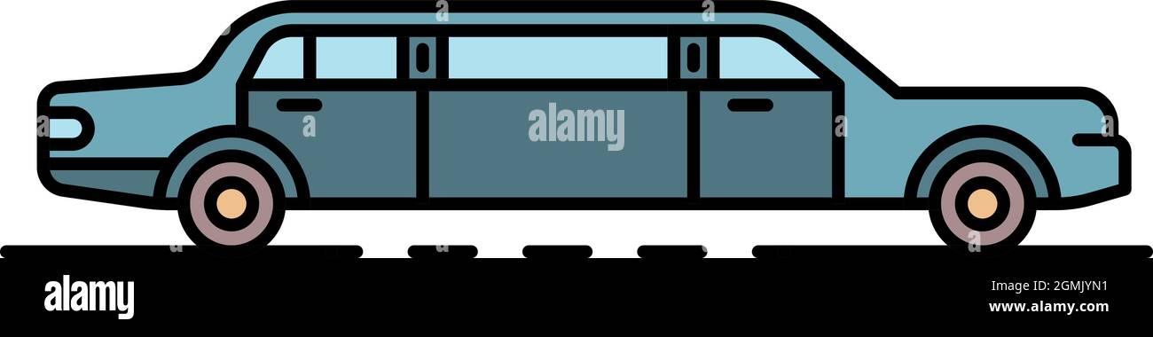 Luxury limousine icon. Outline luxury limousine vector icon color flat ...