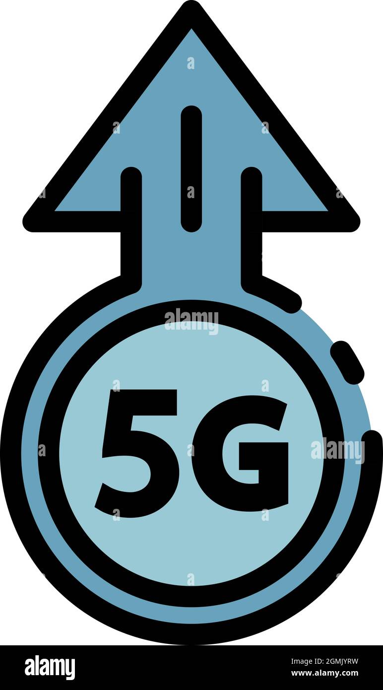 5G speed icon. Outline 5G speed vector icon color flat isolated Stock ...