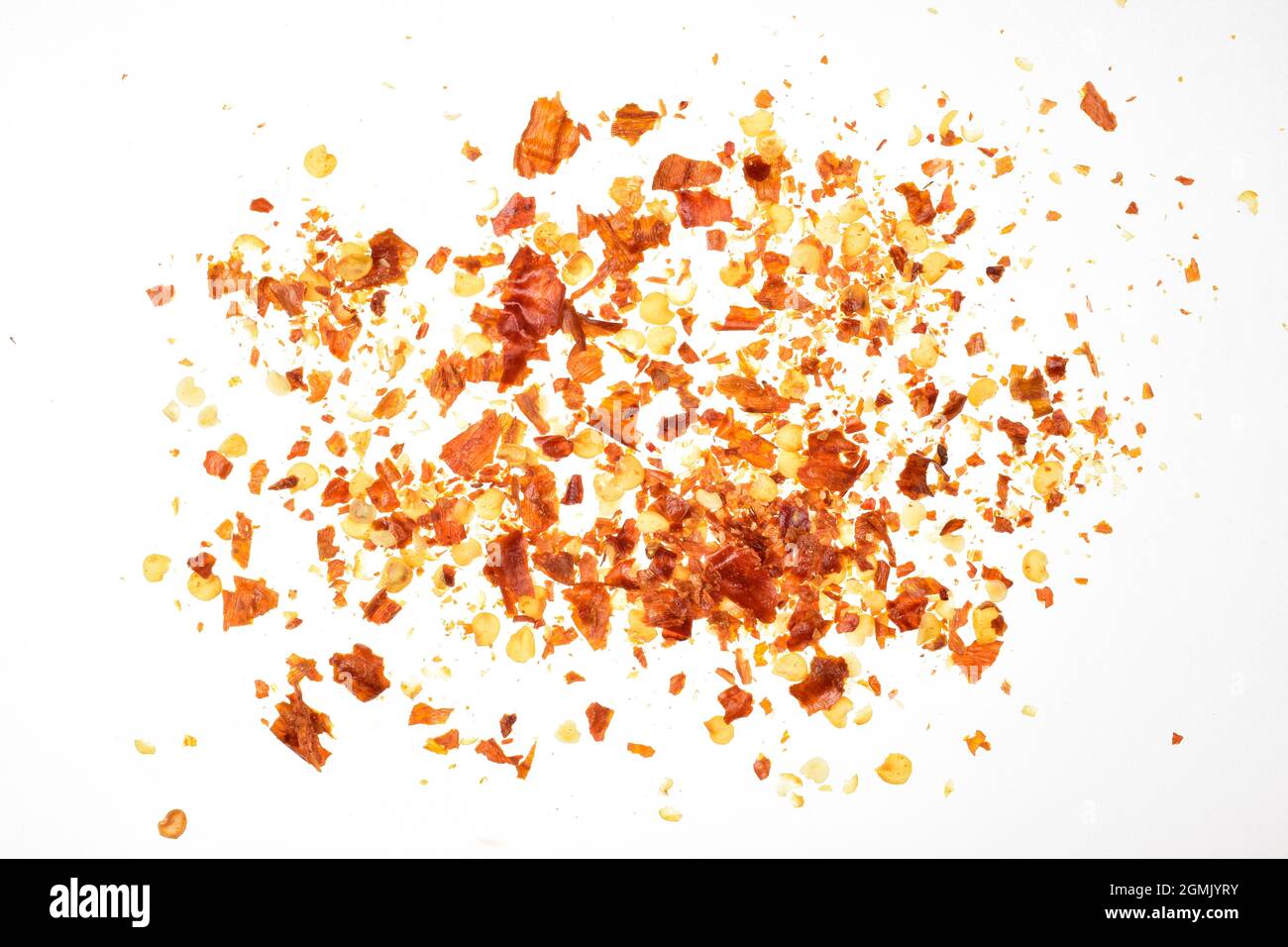 top view of chili flakes isolated on white background Stock Photo - Alamy