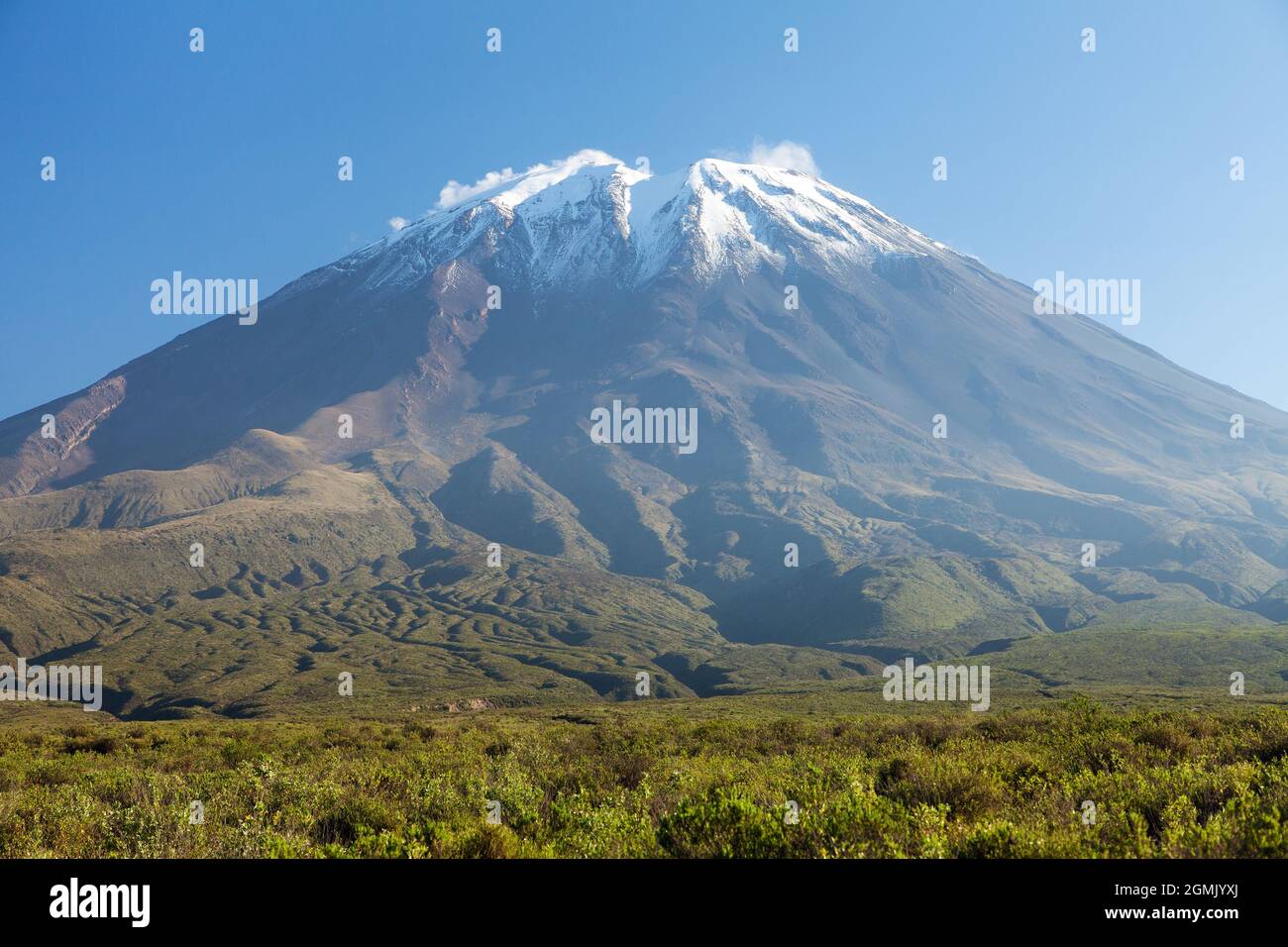 El Misti volcano with cloudless sky, one of the best of volcanoes near ...