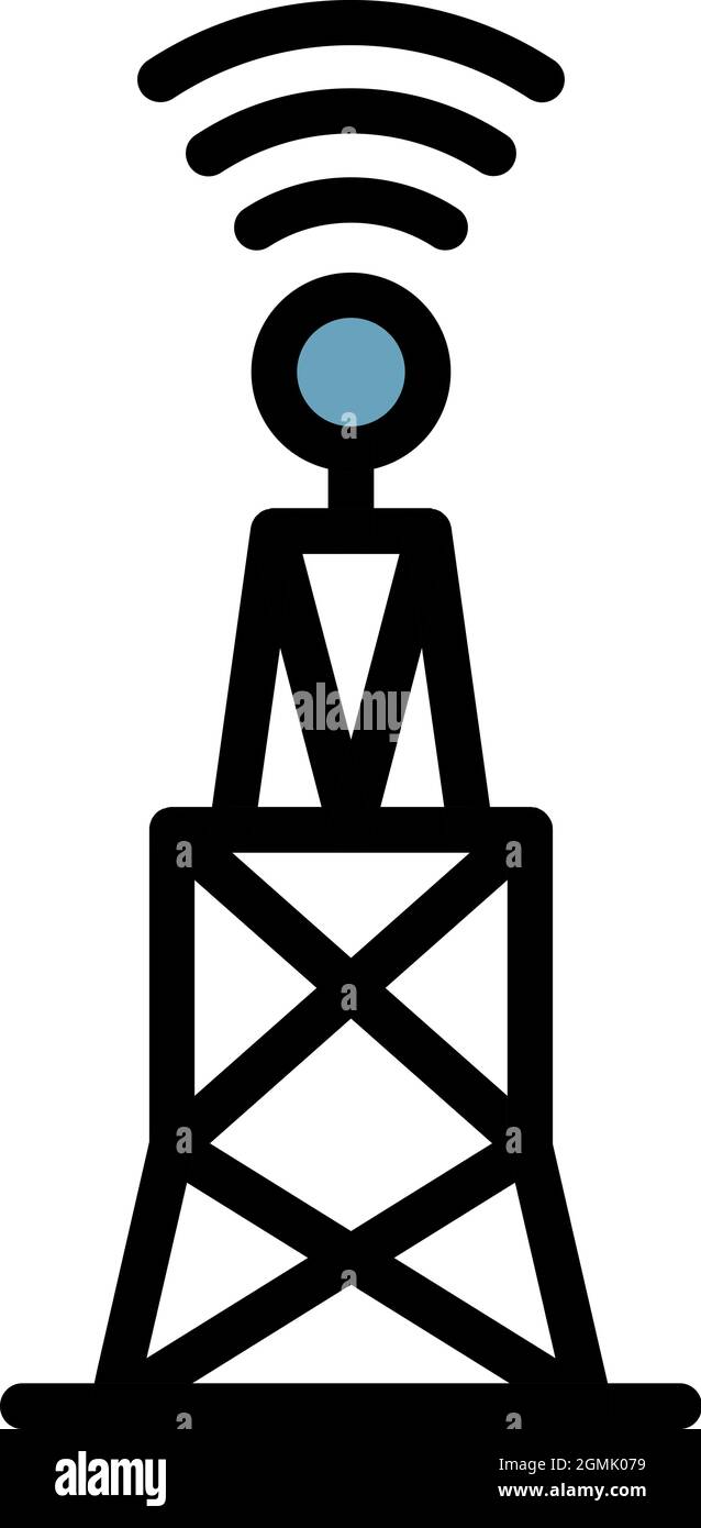 5G antenna in action icon. Outline 5G antenna in action vector icon ...