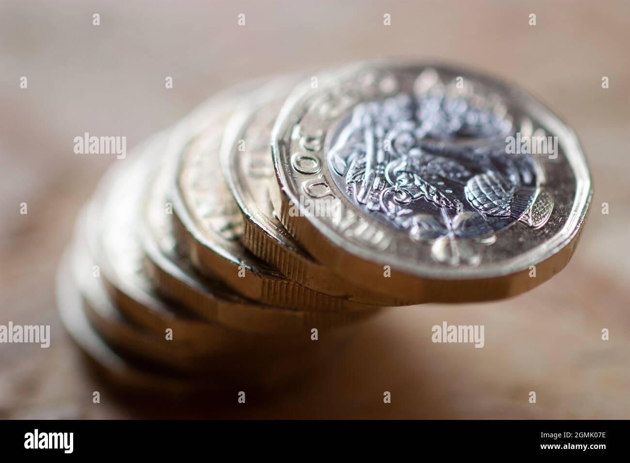 one pound Sterling coin, currency of the United Kingdom, £1 coin was ...