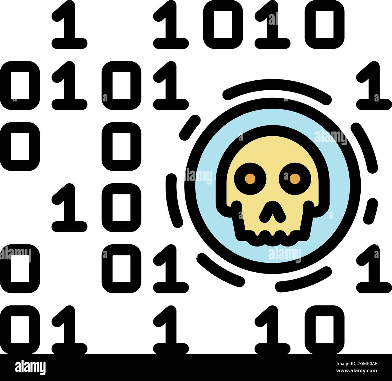 Malicious code icon. Outline malicious code vector icon color flat ...