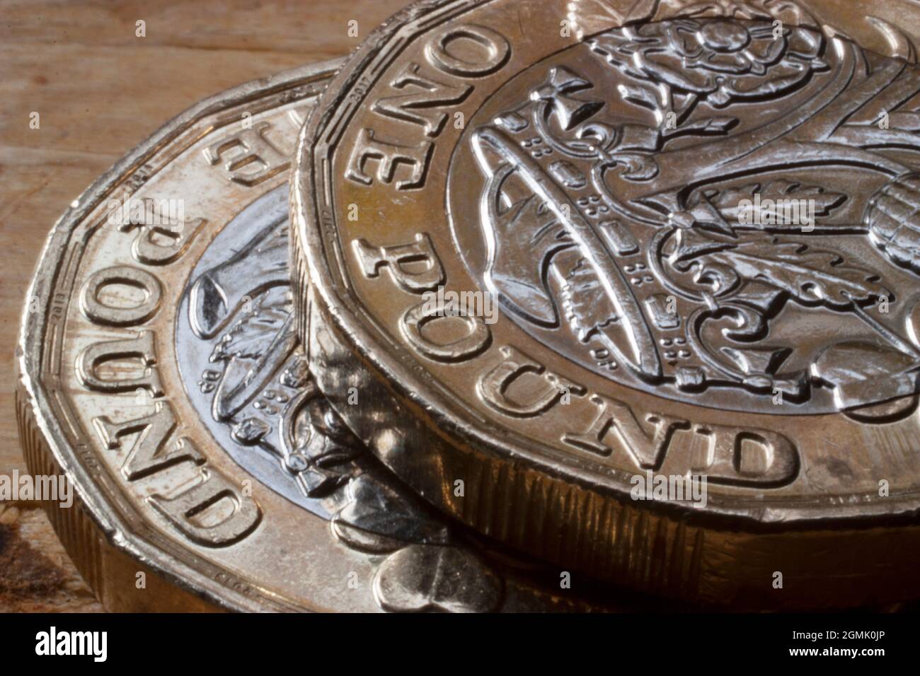 one pound Sterling coin, currency of the United Kingdom, £1 coin was ...