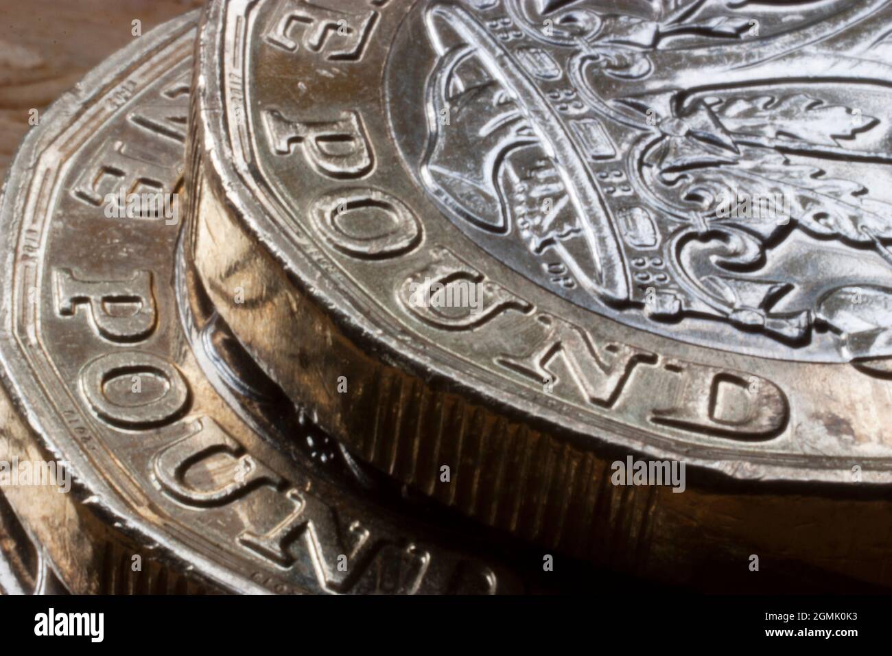 one pound Sterling coin, currency of the United Kingdom, £1 coin was ...