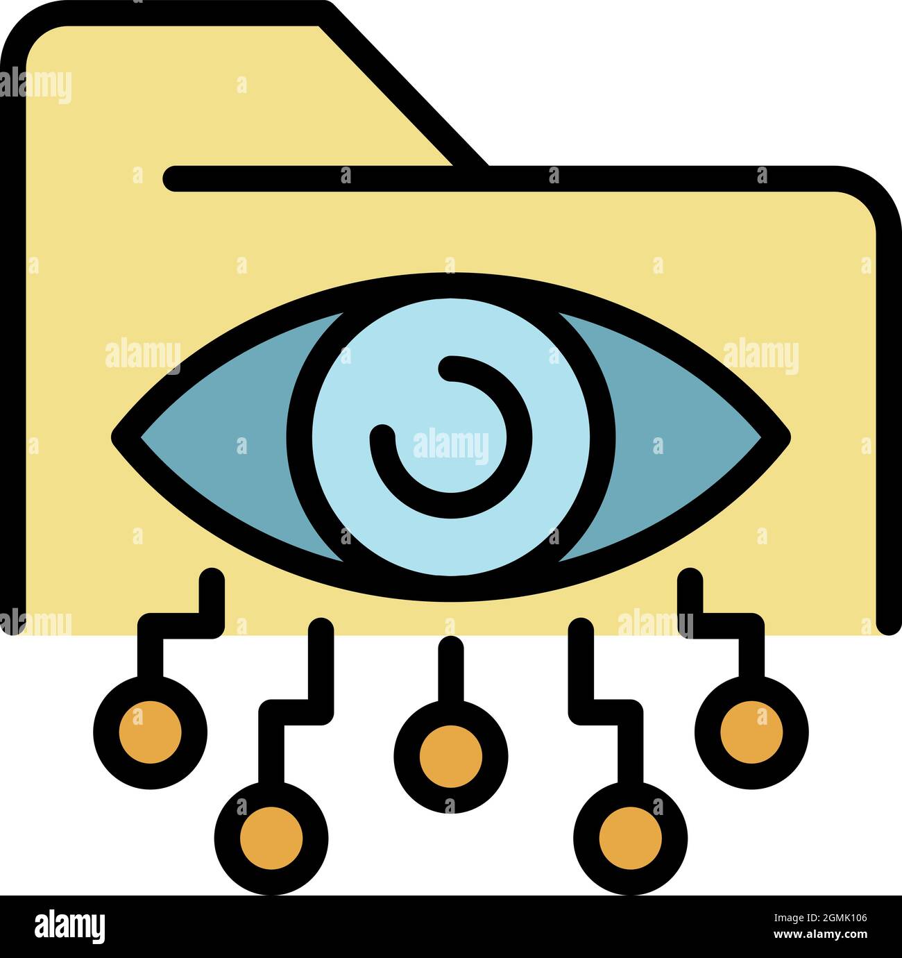 Folder eye network icon. Outline folder eye network vector icon color ...
