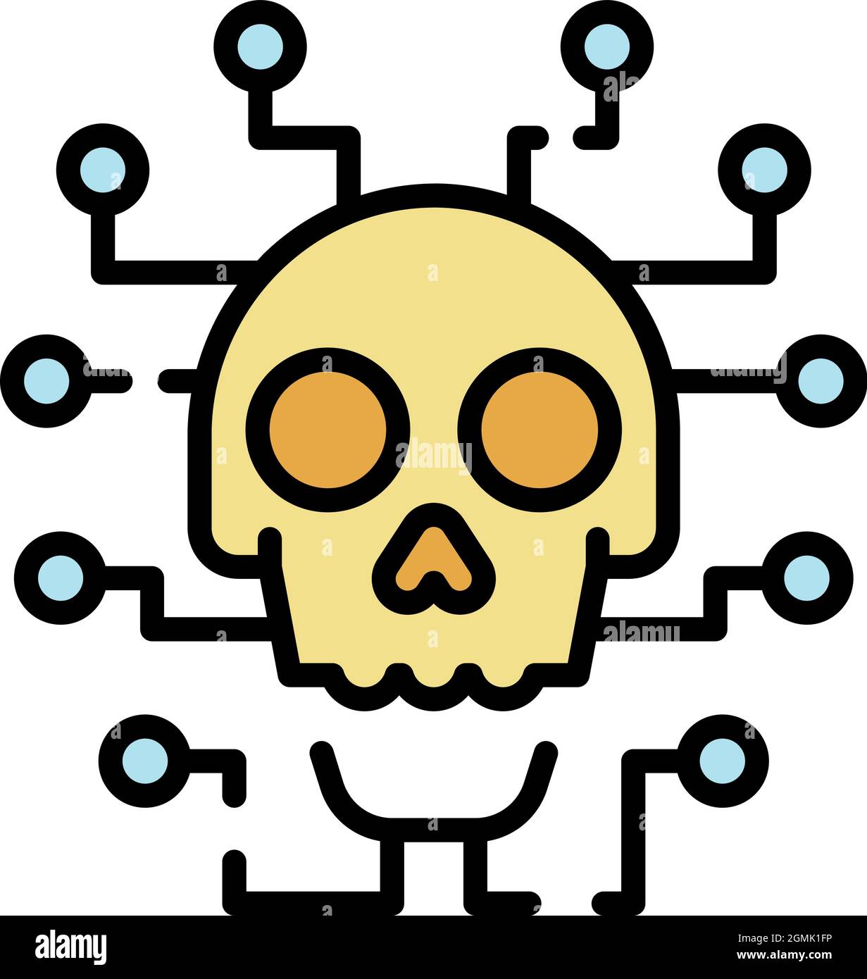 Cyber hacker attack icon. Outline cyber hacker attack vector icon color ...