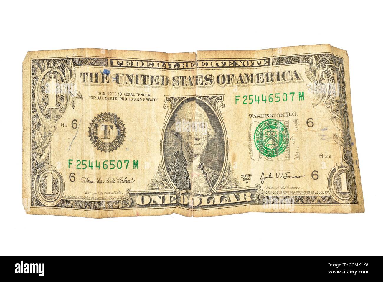 Crumpled Dollar Bill Isolated on White Background Stock Photo - Alamy