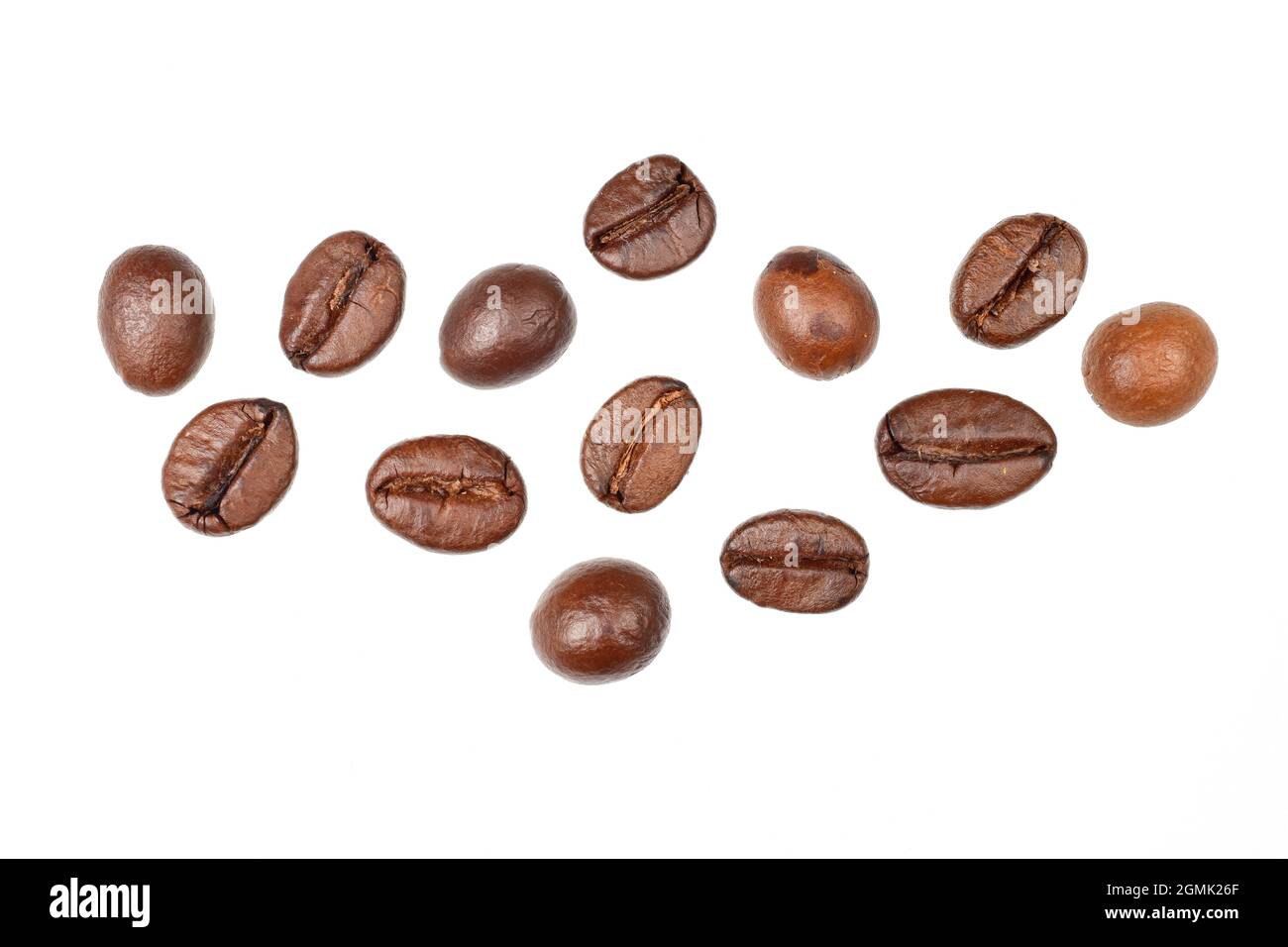Top View of Coffee Beans Isolated on White Background with Clipping ...