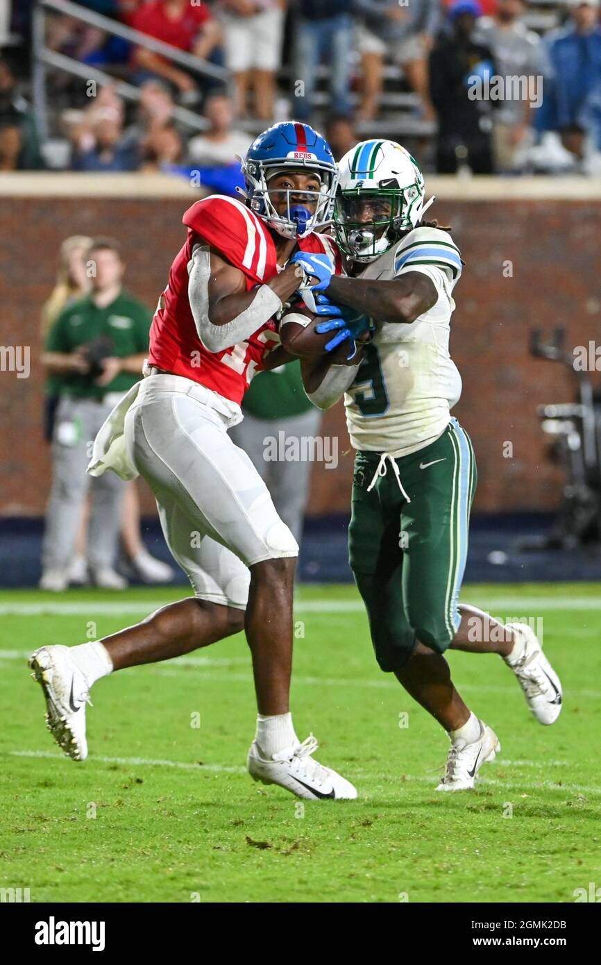 September 18, 2021: Ole' Miss wide receiver Braylon Sanders (13) makes ...