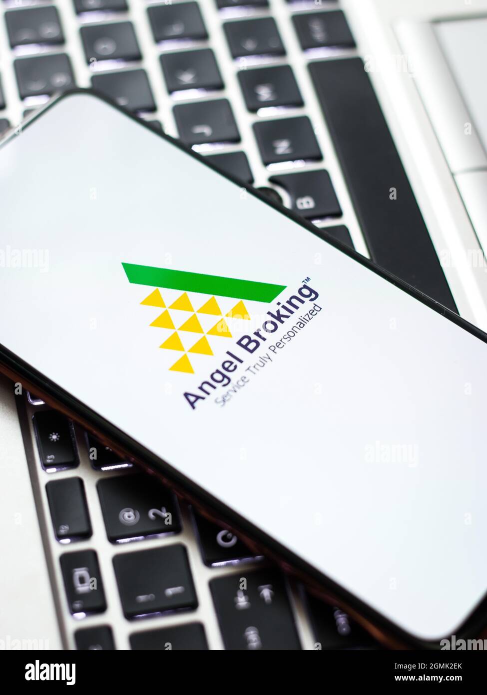 West Bangal, India - August 21, 2021 : Angel Broking logo on phone ...