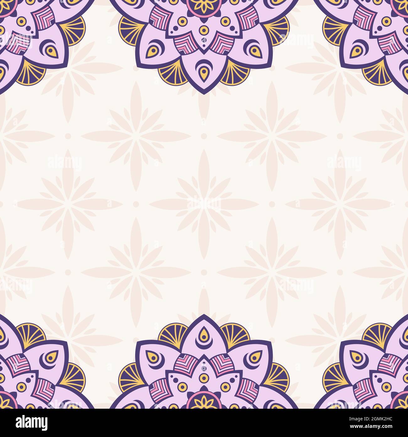 Seamless border pattern with mandalas. Mehndi lace borders. Endless ...