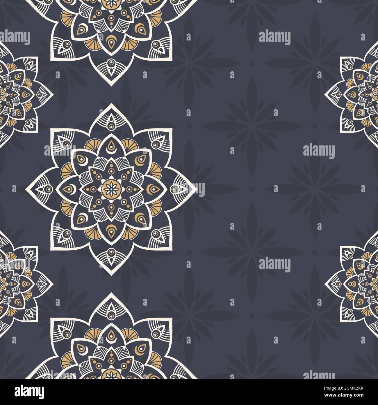 Seamless border pattern with mandalas. Mehndi lace borders. Endless ...